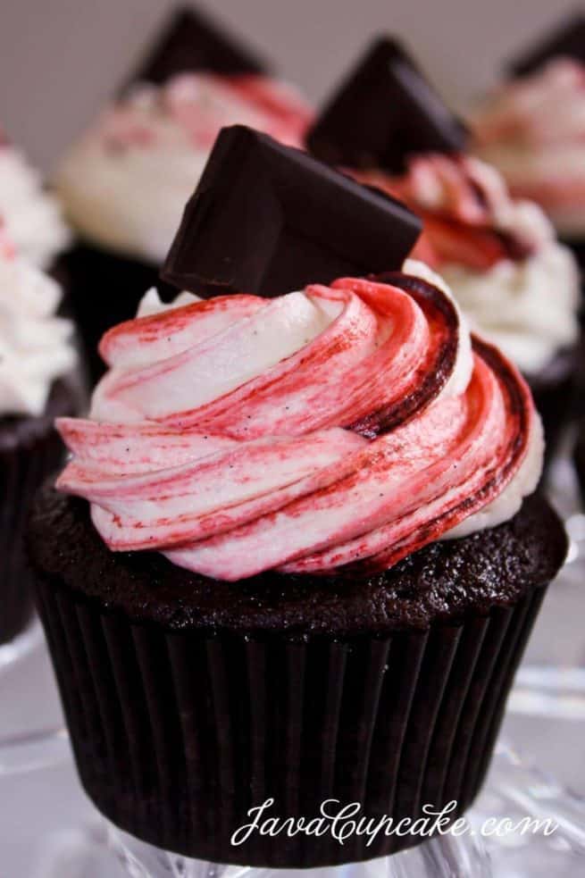 Dark Chocolate Raspberry Curd Filled Cupcakes - JavaCupcake